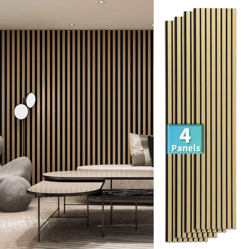 4 Panels 93"x12" MDF Slat 3D Wall Paneling Cover 31 Sq.Ft. - N/A - On Sale - Overstock - 43411464